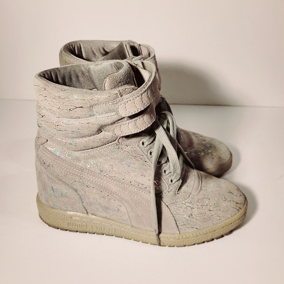 Puma | Shoes | Puma Sky Hi Top Wedge Iri Suede Wedge Sneakers | Poshmark